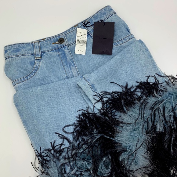Prada | Jeans | Prada Denim Jeans With Ostrich Feathers | Poshmark